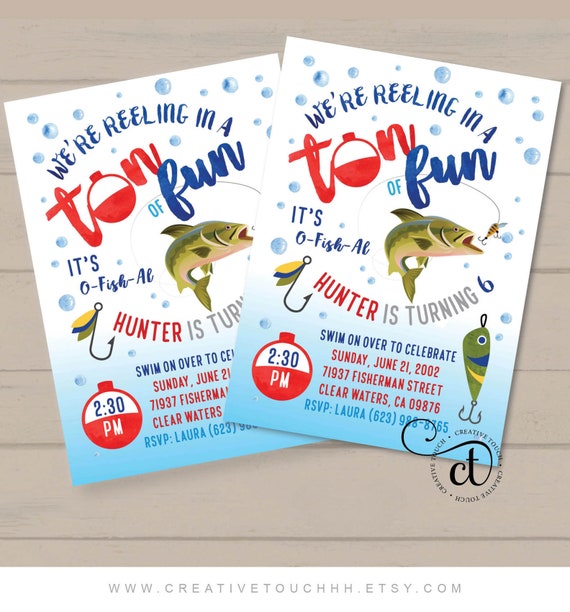 Fishing invite, Fishing invitation, Fishing Birthday Invitation ...