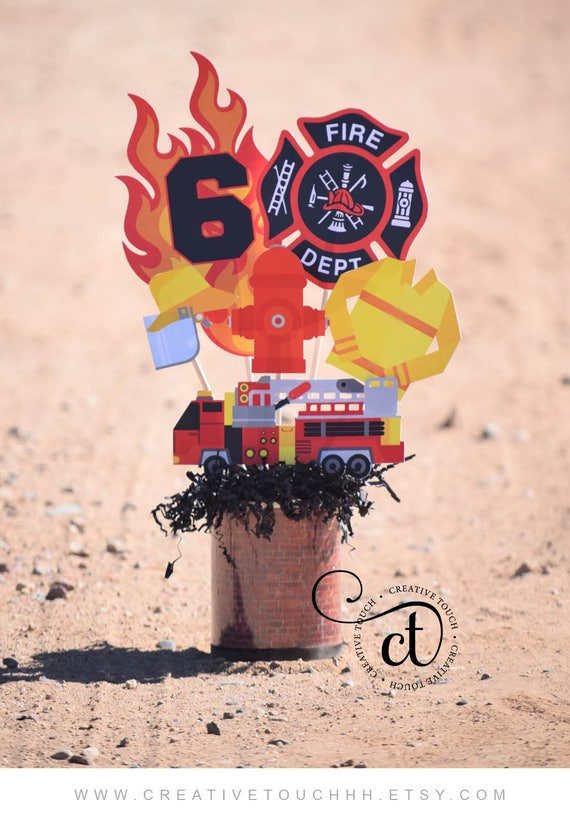 Firefighter Centerpiece, Firefighter, Fire Truck, Fire, Boy Party ...
