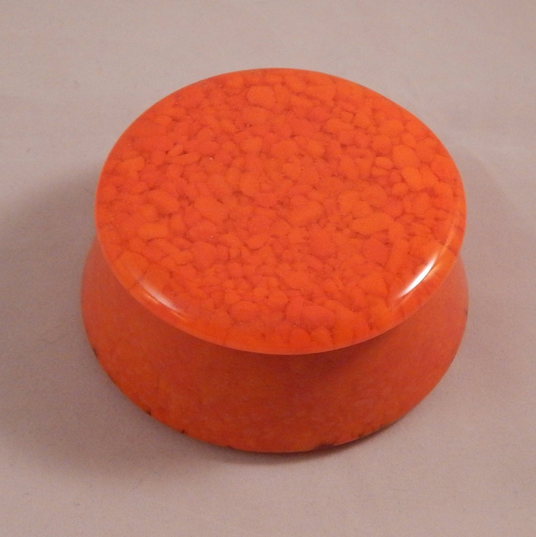 Round Orange Fused Glass Box: Trinket Dish, Paperweight - Etsy