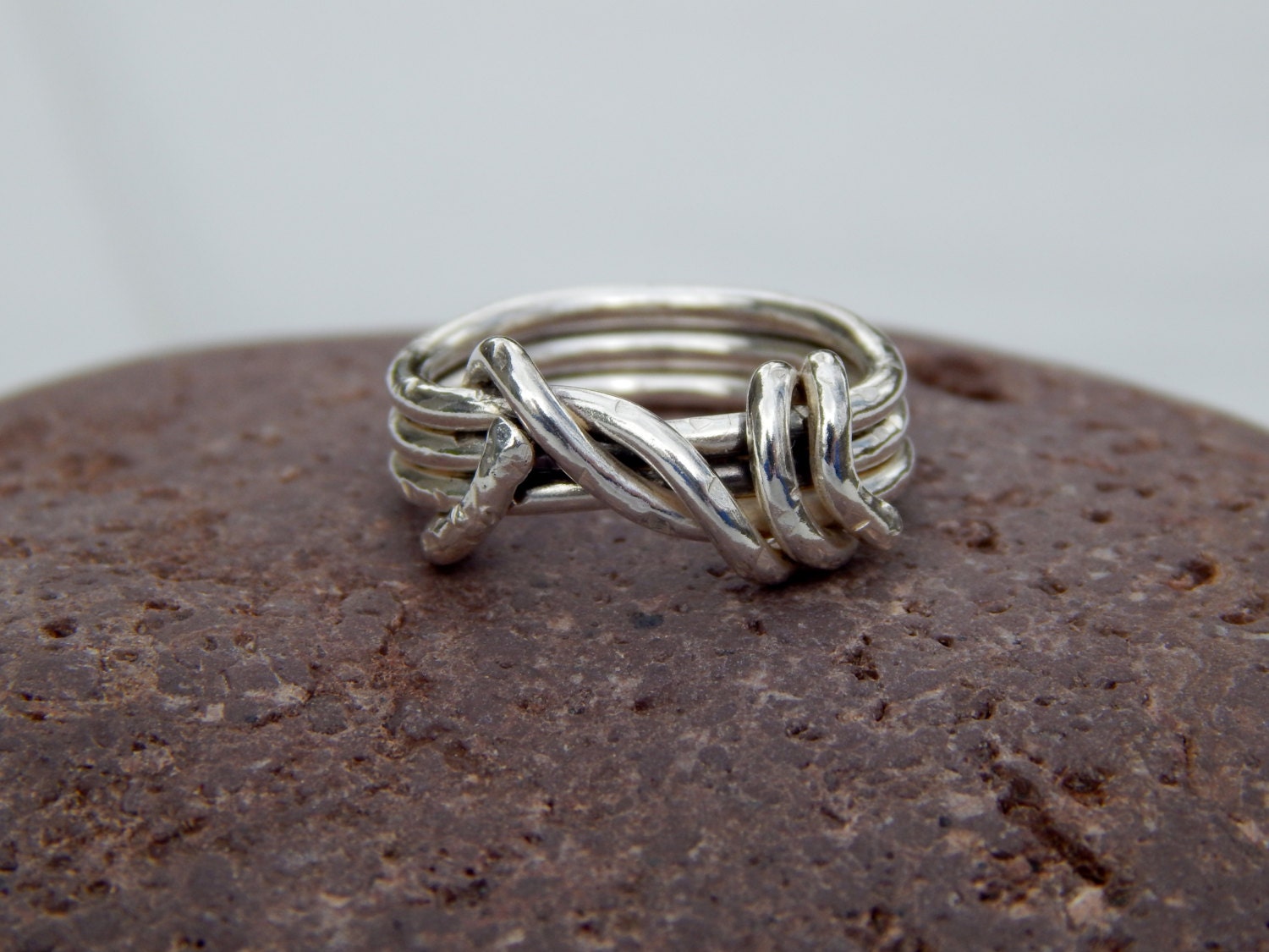 Three Tier Fine Silver Ring size 4 1/2, Silver Statement Ring, Silver ...