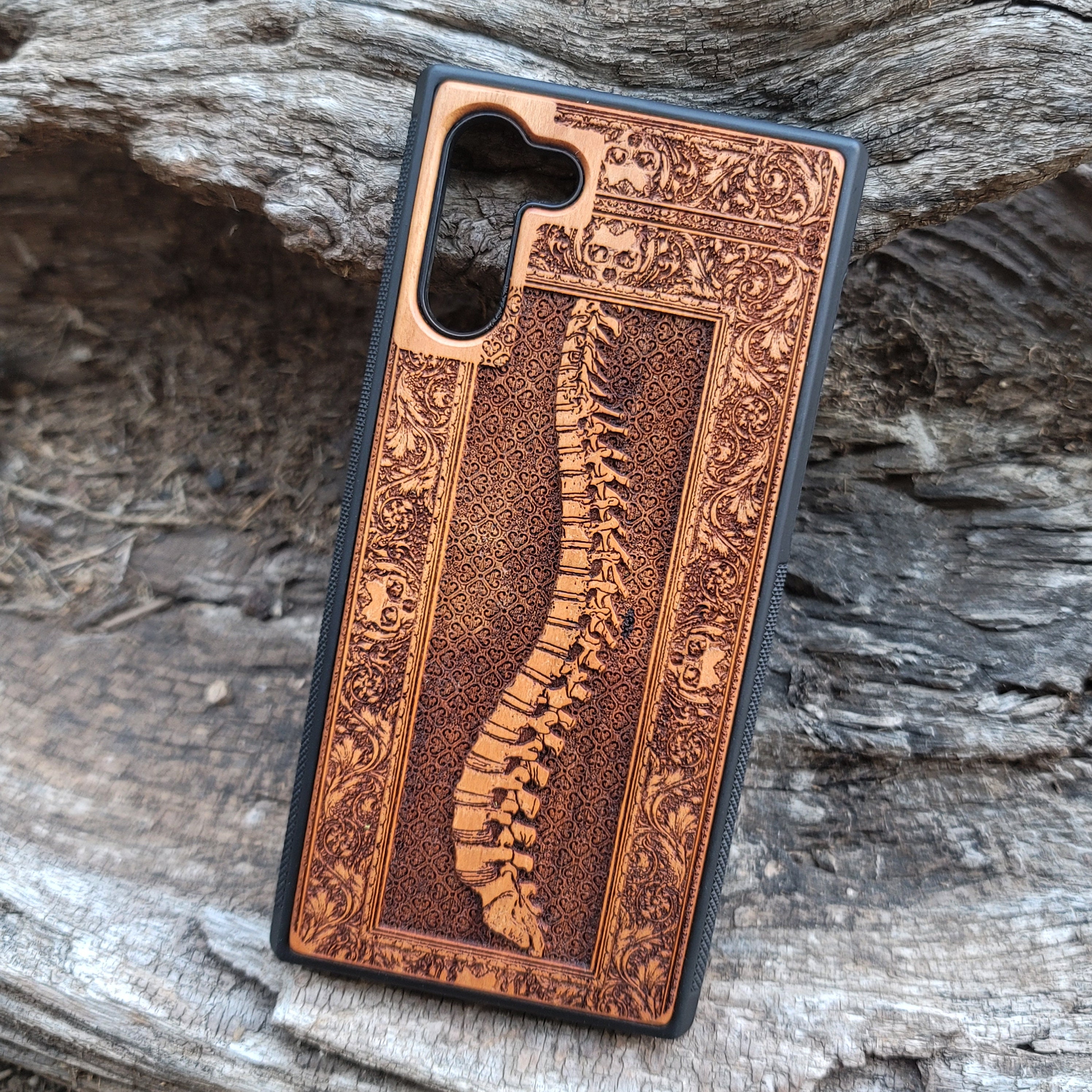 Spine Wood Phone Case: Laser Engraved Gothic Anatomy - Etsy