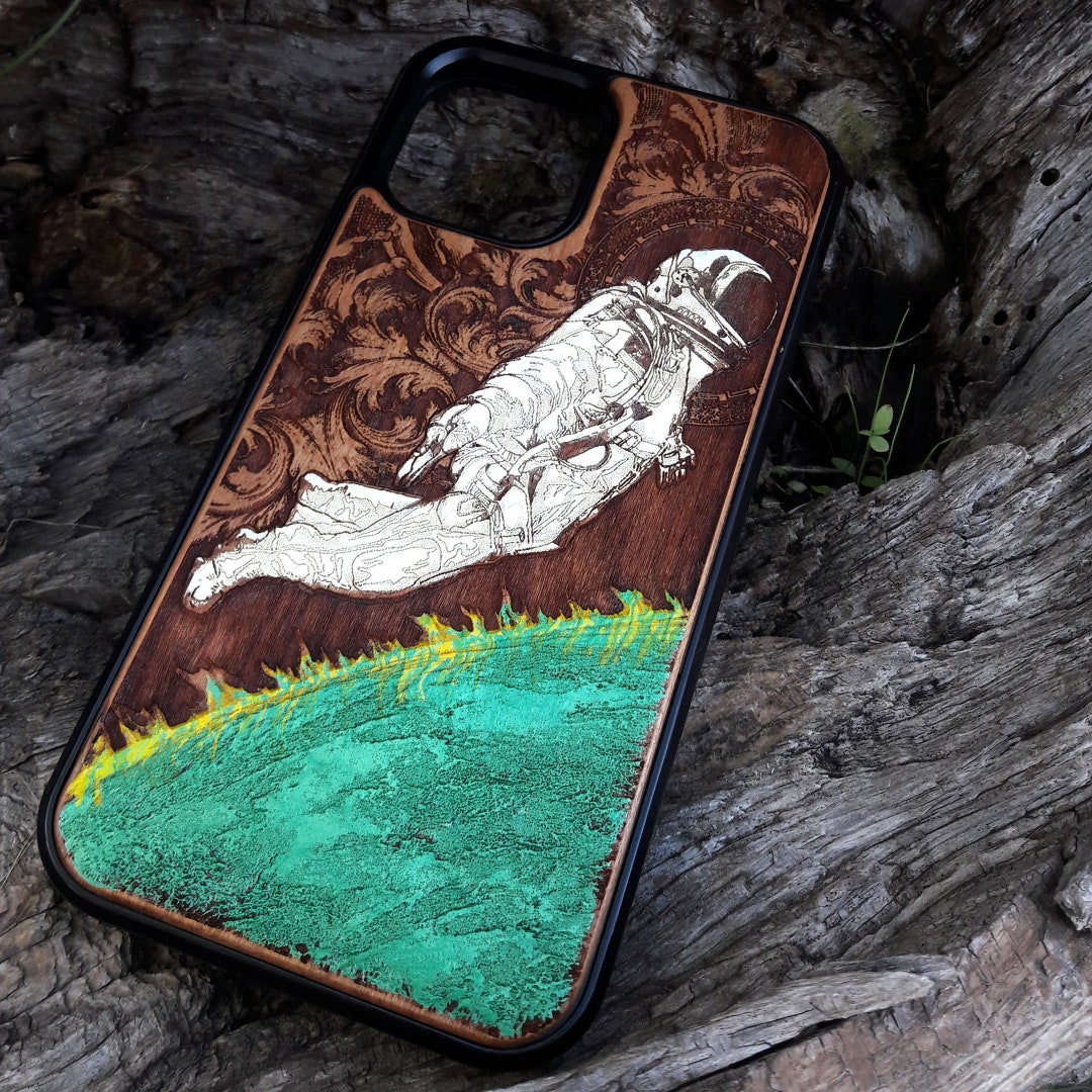 Astronaut Phone Case: Hand-painted Wood Space Art - Etsy