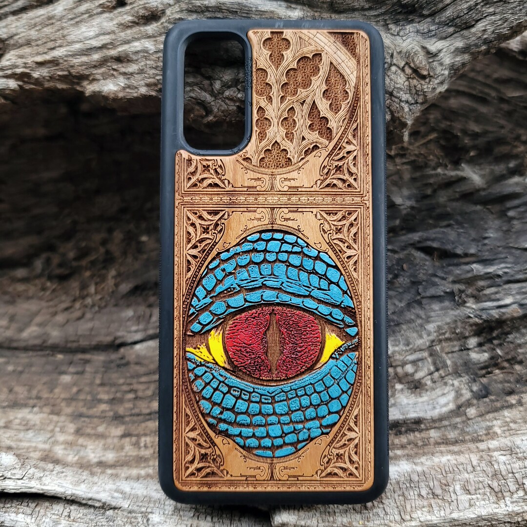 Snake Eye Wood Phone Case Hand-painted – Gothic Reptile Art With Deep ...