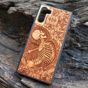 Human Skeleton Wood Phone Case for iPhone 16-12 Pro Max Mini & Galaxy ...