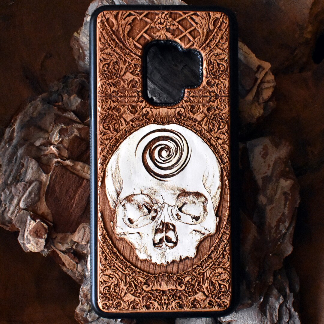 Human Skull With Infinity Symbol Phone Case | Engraved Wood Art for ...
