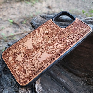 Archangel Michael Laser-carved Wood Phone Case - Etsy