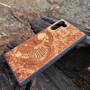 Human Skeleton Wood Phone Case for iPhone 16-12 Pro Max Mini & Galaxy ...