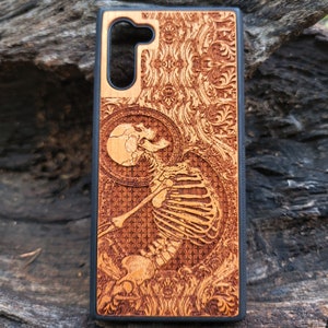 Human Skeleton Wood Phone Case for iPhone 16-12 Pro Max Mini & Galaxy ...