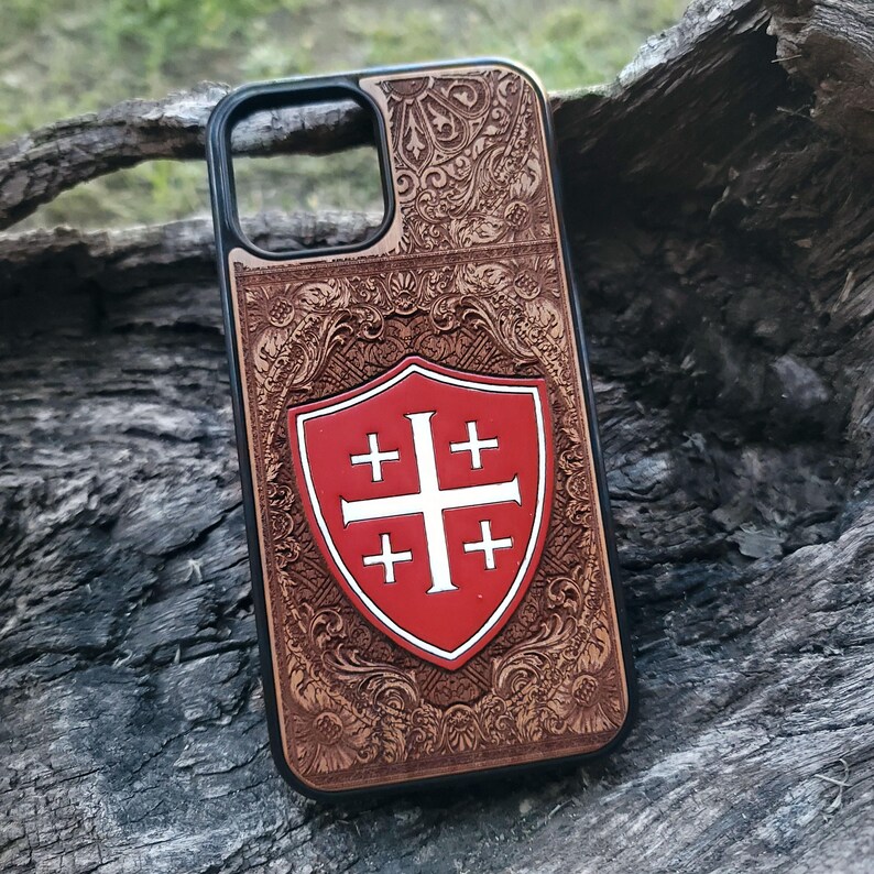 IPhone 17 16 15 & Galaxy S25 S24 Jerusalem Cross Wood Phone Case ...
