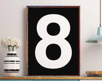 Large Number Wall Decal - Etsy