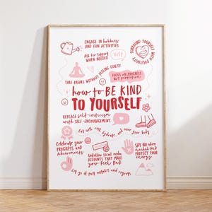Mental Health Poster Be Kind to Yourself Print Therapy Office Decor ...