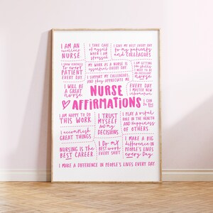 Nurse Daily Affirmations Printable Wall Art Inspirational Poster for ...