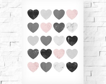 Modern heart art | Etsy