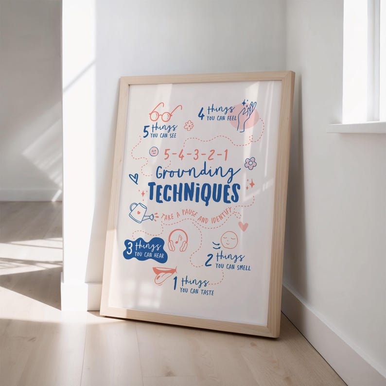 Clam Down Corner Poster: Grounding Techniques - Printable Mental Health ...