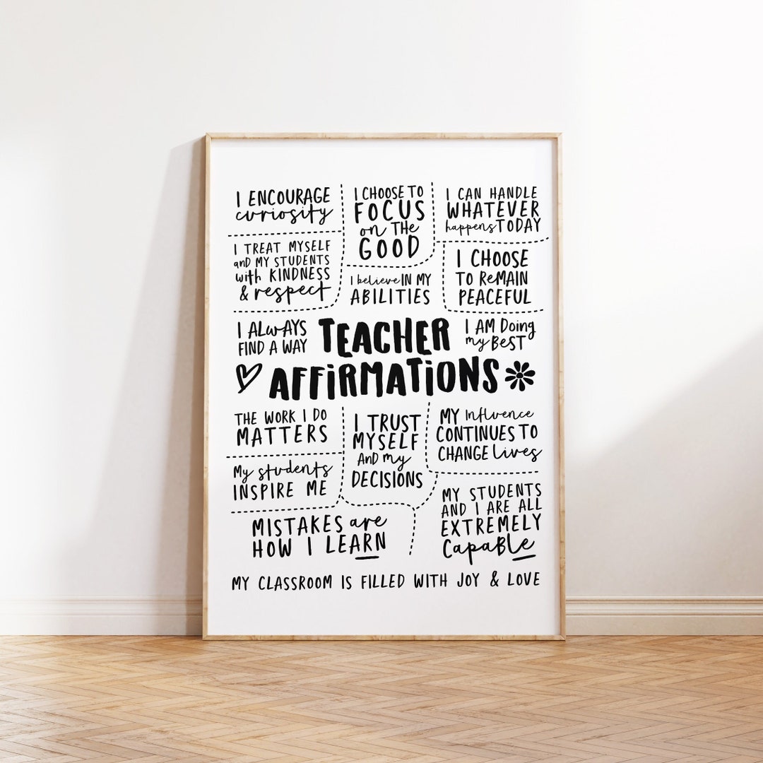 Teacher Daily Affirmations Printable Wall Art Affirmation Poster ...