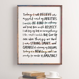 Positive Daily Affirmations Wall Art, Printable Wall Art, Affirmations ...