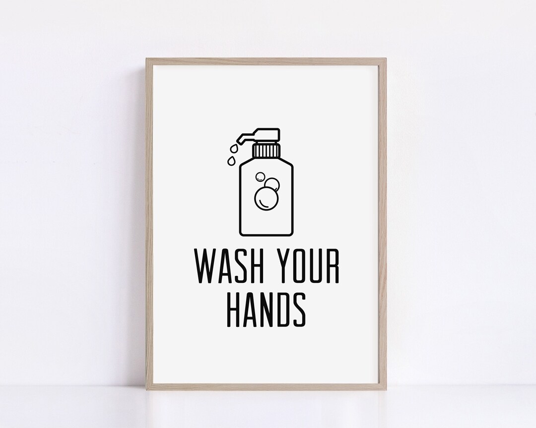 Wash Your Hands Printable Wall Art, Kids Bathroom Rules Sign ...