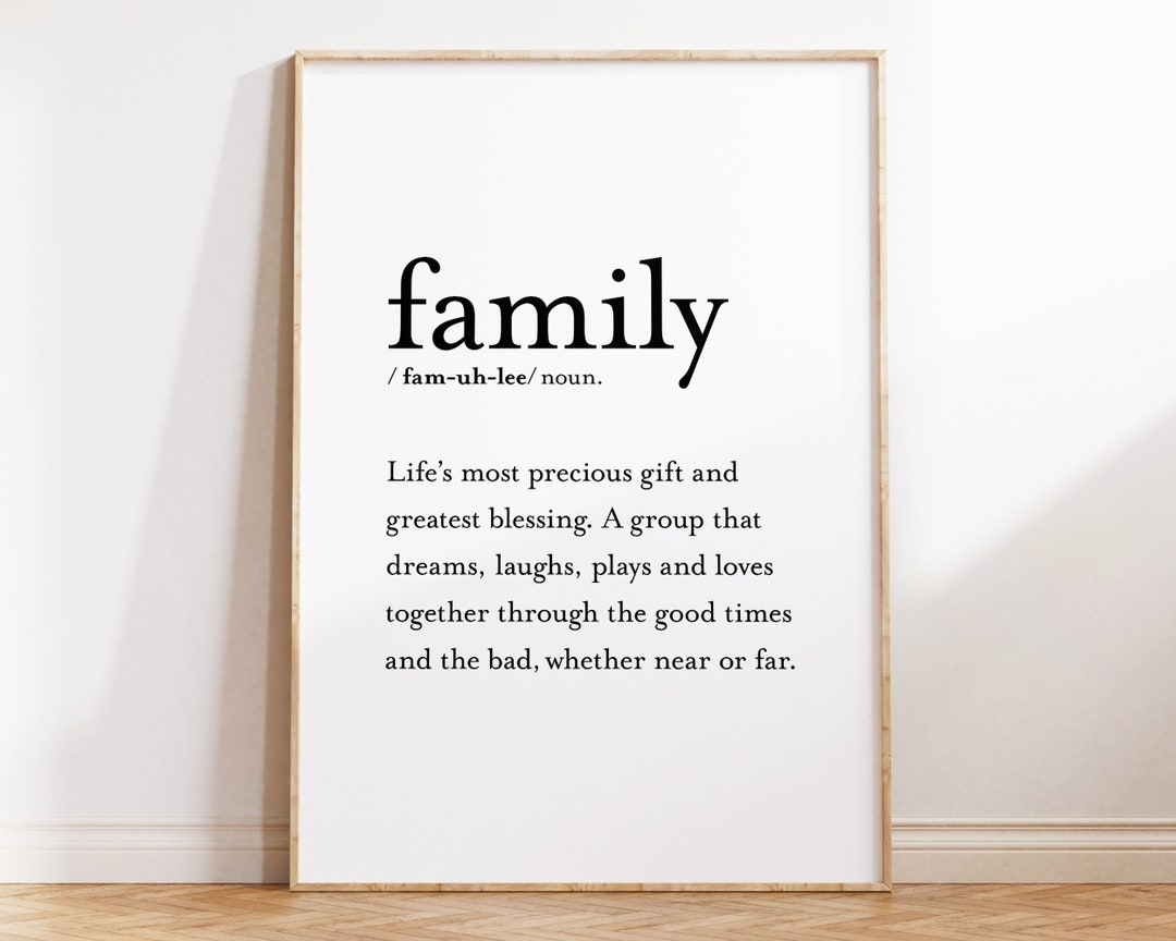 Family Definition Print Family Art Printable Wall Art Modern Home Decor ...