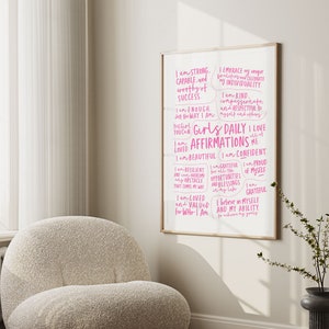 Daily Affirmations Wall Art, Printable Girls Wall Decor, Positive ...