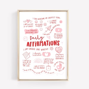 Daily Affirmations Poster, Printable Wall Art for Therapy Office, Positive Daily Reminder Prints ...