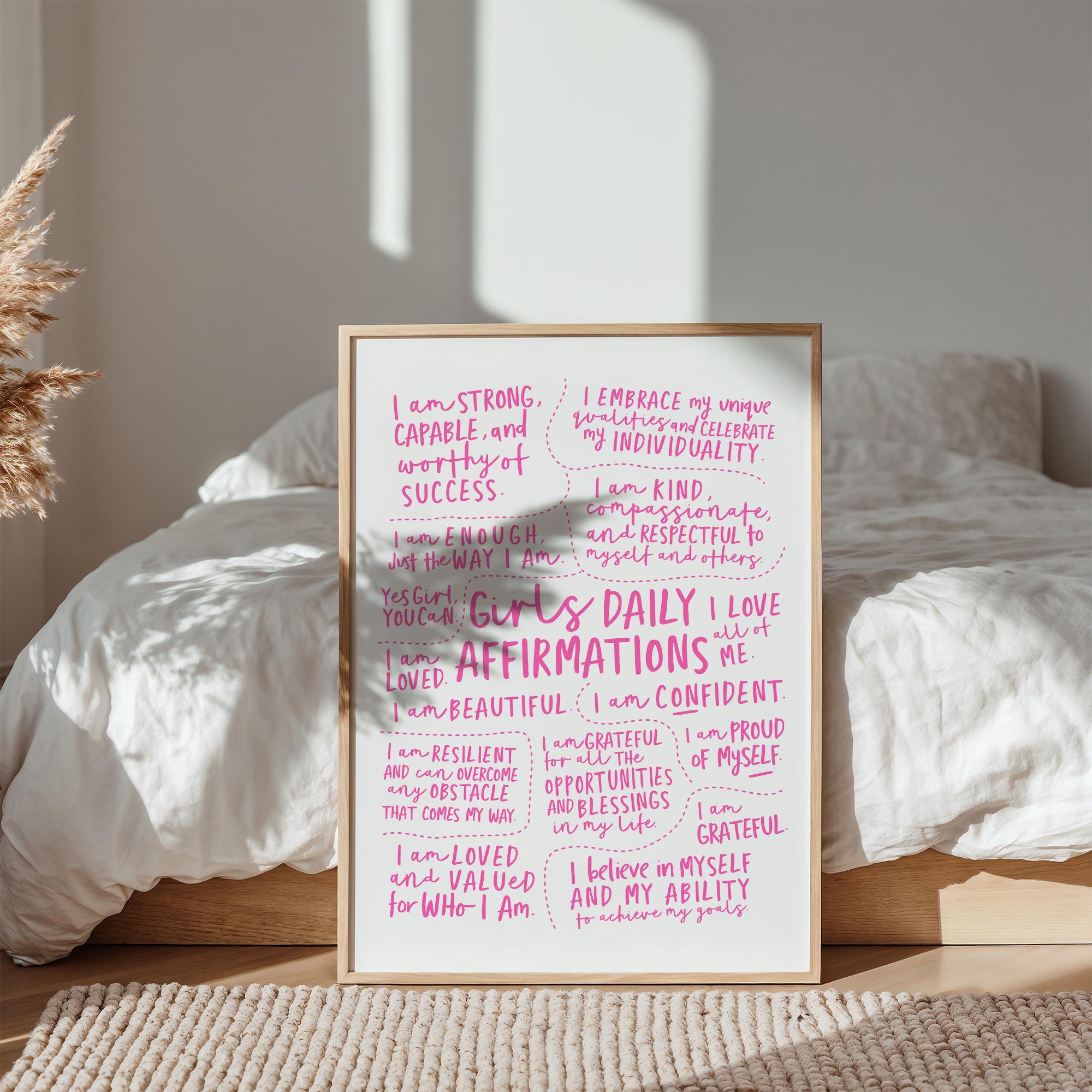 Girls Daily Affirmations Print, Teen Girl Room Decor (digital Download ...