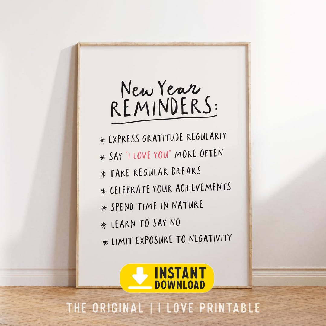 New Year Reminders Printable, Gentle Reminder Wall Art, Motivational ...