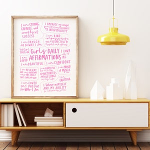 Daily Affirmations Wall Art, Printable Girls Wall Decor, Positive ...