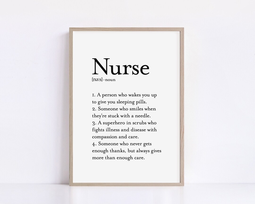 Nurse Definitions Poster, Printable Wall Art for Nurses and Medical ...