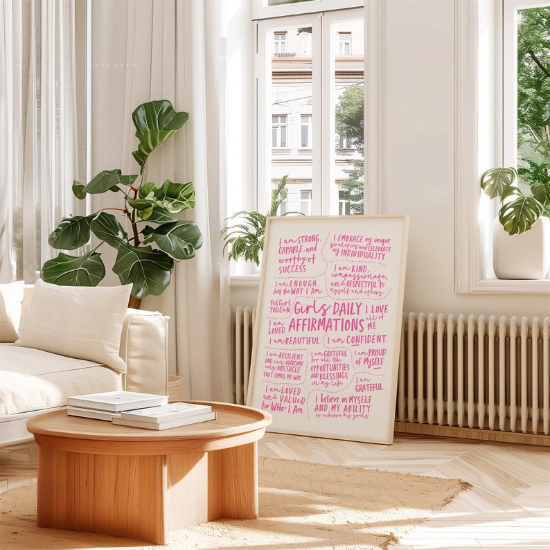 Daily Affirmations Wall Art, Printable Girls Wall Decor, Positive ...