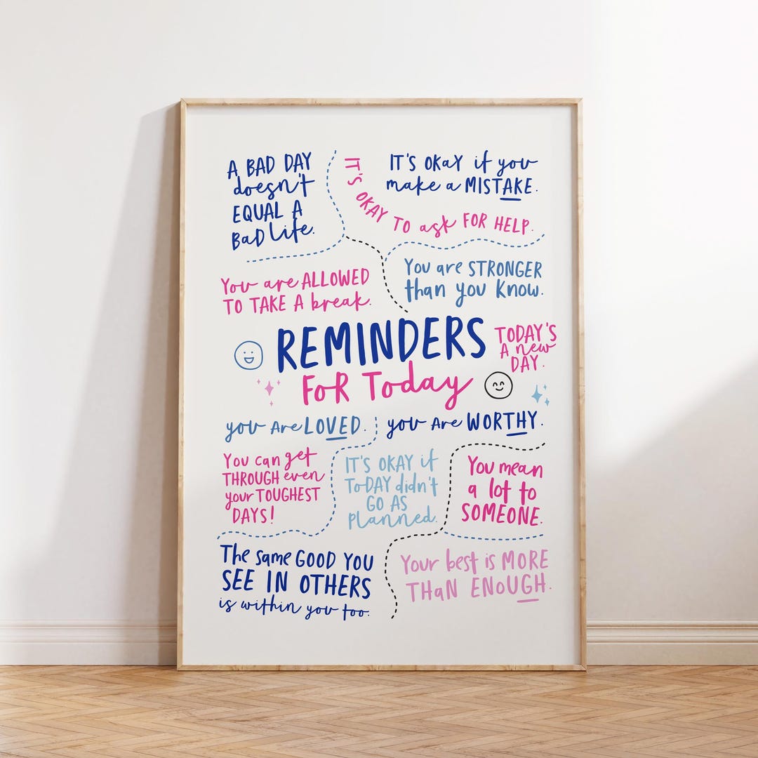 Positive Affirmations Print, Pink and Blue Wall Art (digital Print) - Etsy