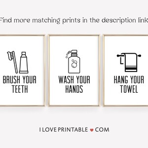 Wash Your Hands Printable Wall Art, Kids Bathroom Rules Sign ...
