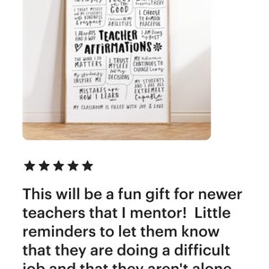Teacher Daily Affirmations Printable Wall Art Affirmation Poster ...