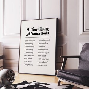 Daily Affirmations Printable Wall Art, Positive Affirmation Poster ...