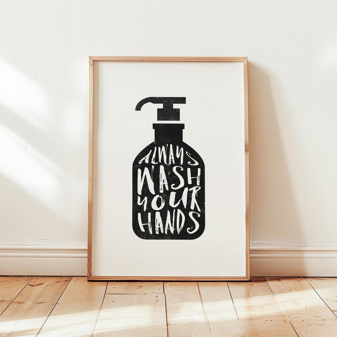 Wash Your Hands Sign, Bathroom Wall Art, Bathroom Rules Print, Hygiene ...