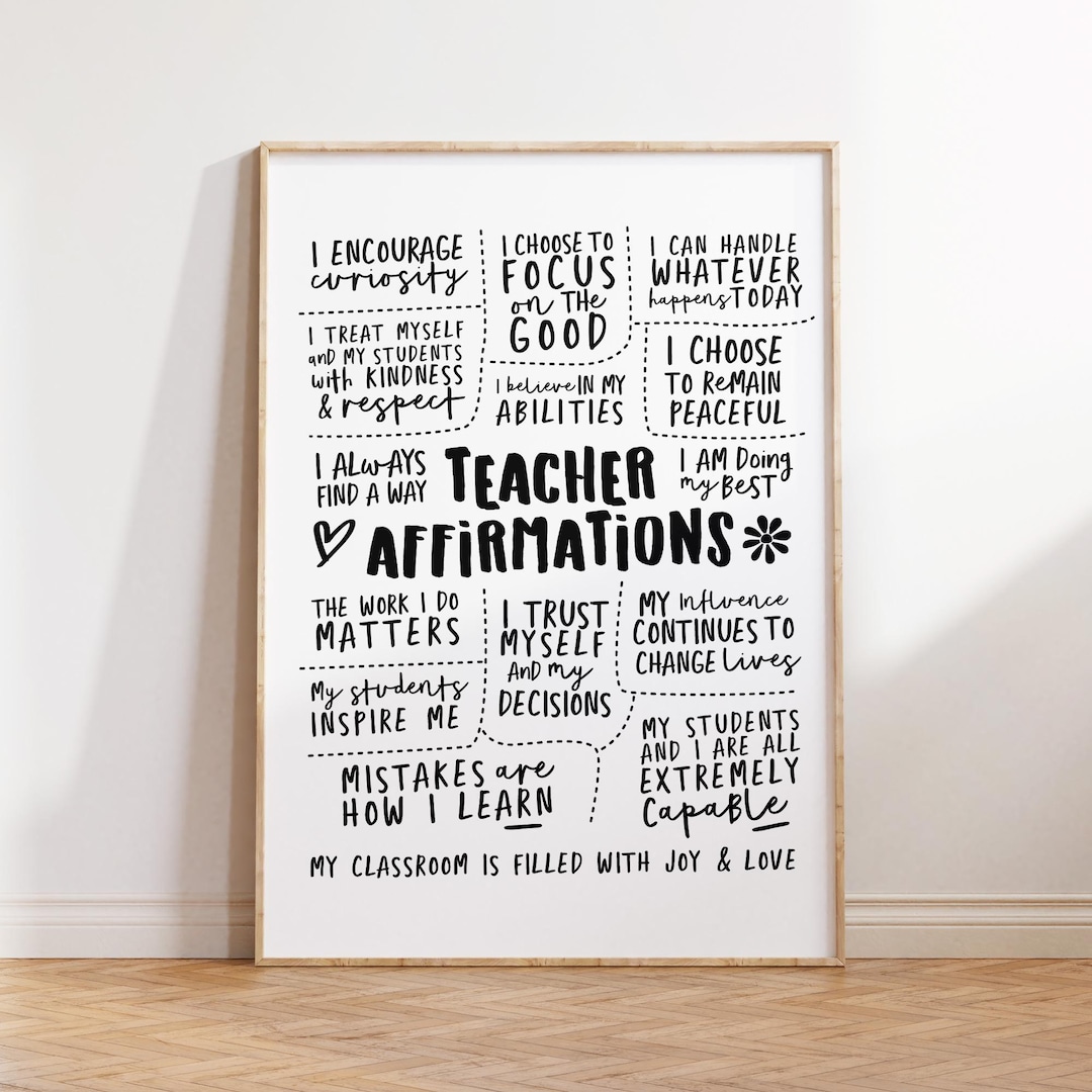 Teacher Daily Affirmations Printable Wall Art Affirmation Poster ...