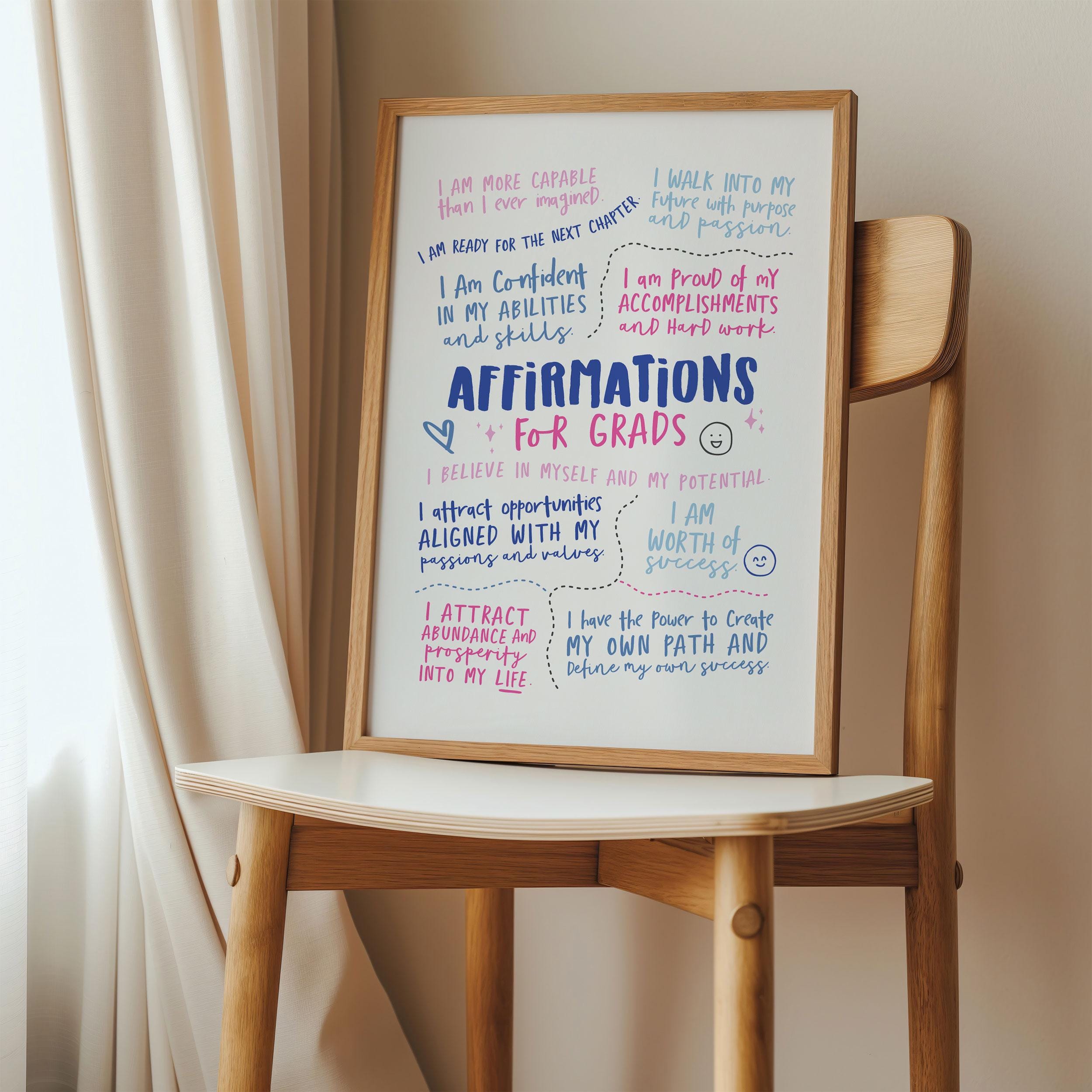 Inspirational Graduation Wall Art: Positive Affirmations Print for ...