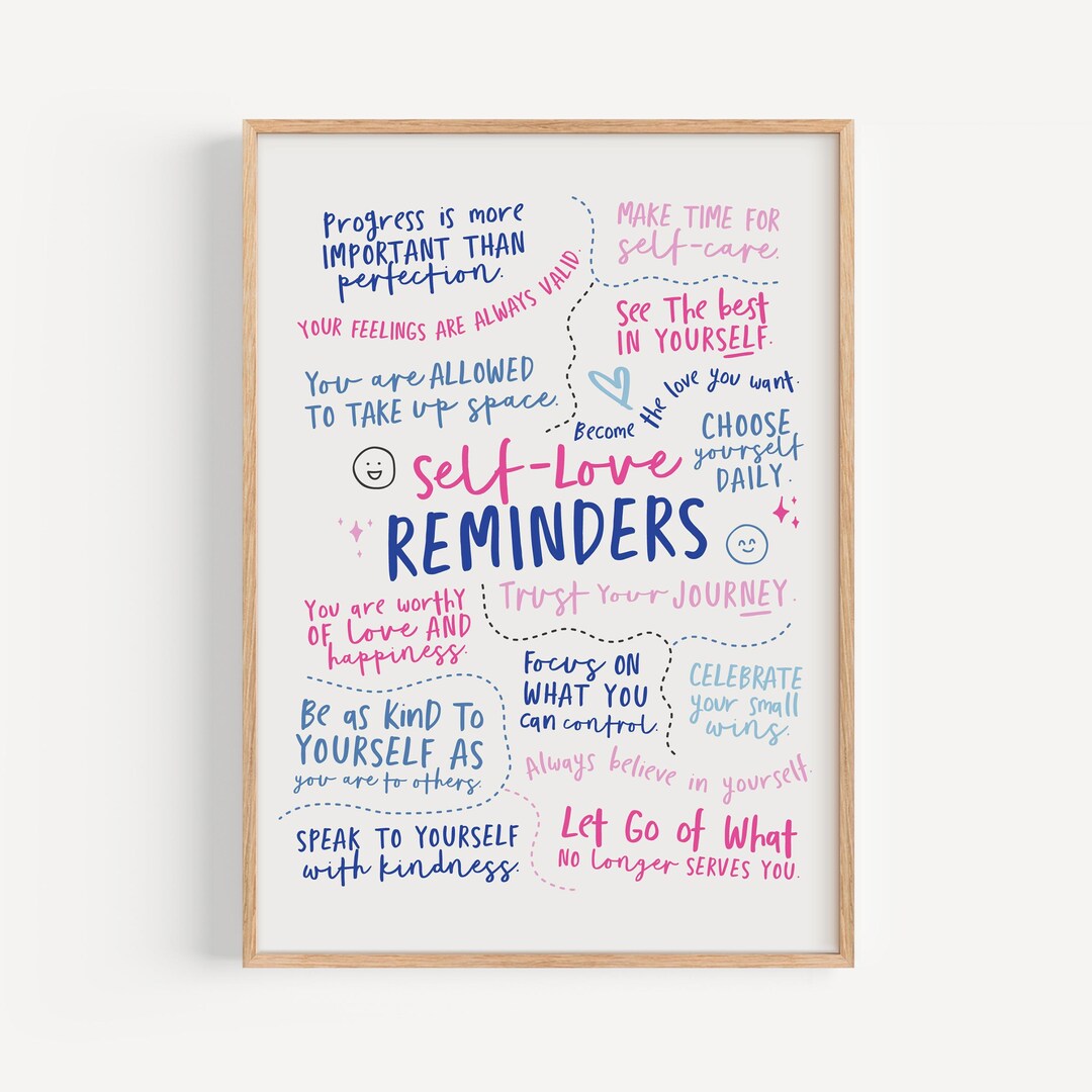 Printable Girly Room Decor, Self Love Reminders Poster, Positive ...