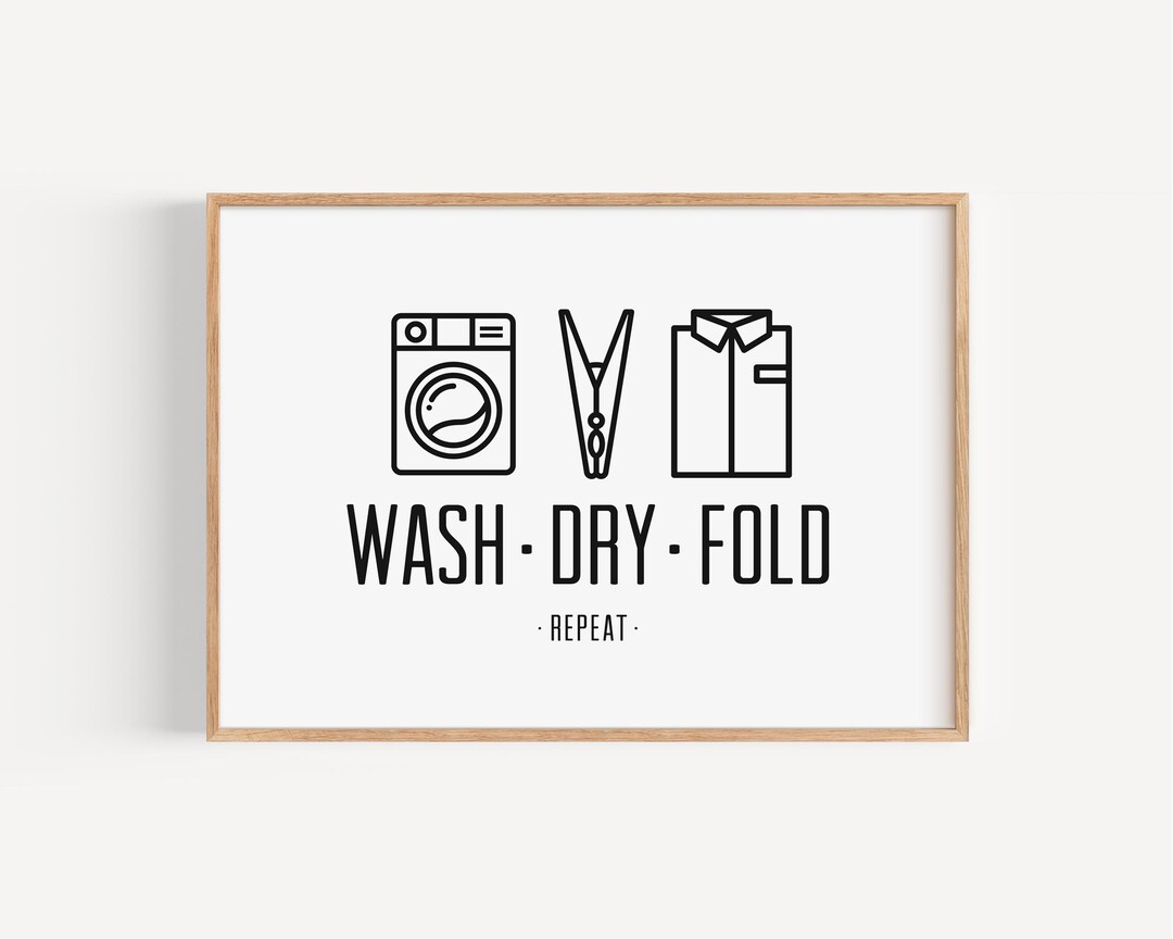 Laundry Room Sign, Wash Dry Fold Repeat, Farmhouse Decor (digital ...