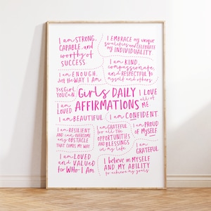 Daily Affirmations Wall Art, Printable Girls Wall Decor, Positive ...