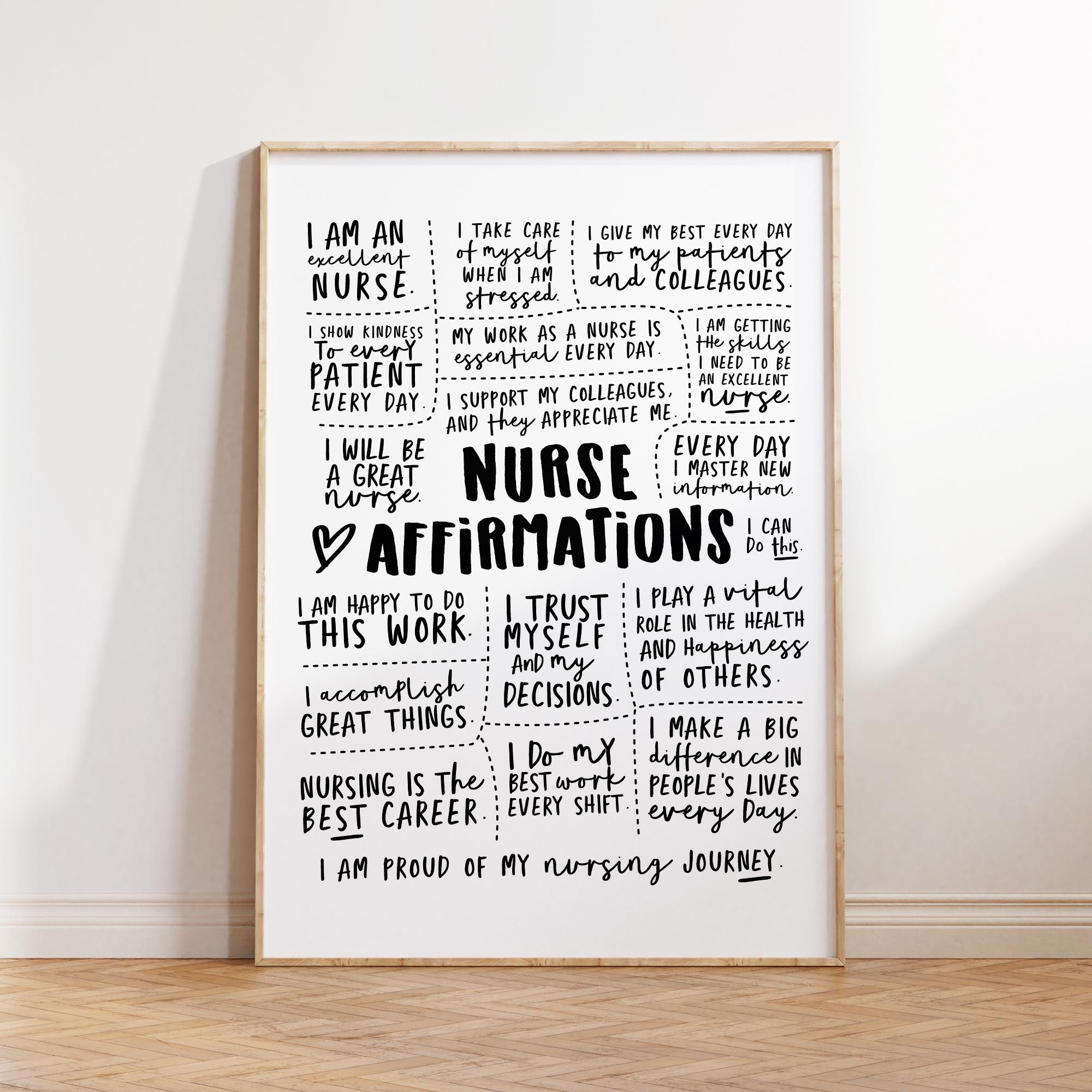 Nurse Daily Affirmations Printable Wall Art Affirmation Poster Nursing ...