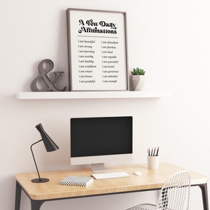 Daily Affirmations Printable Wall Art, Positive Affirmation Poster ...
