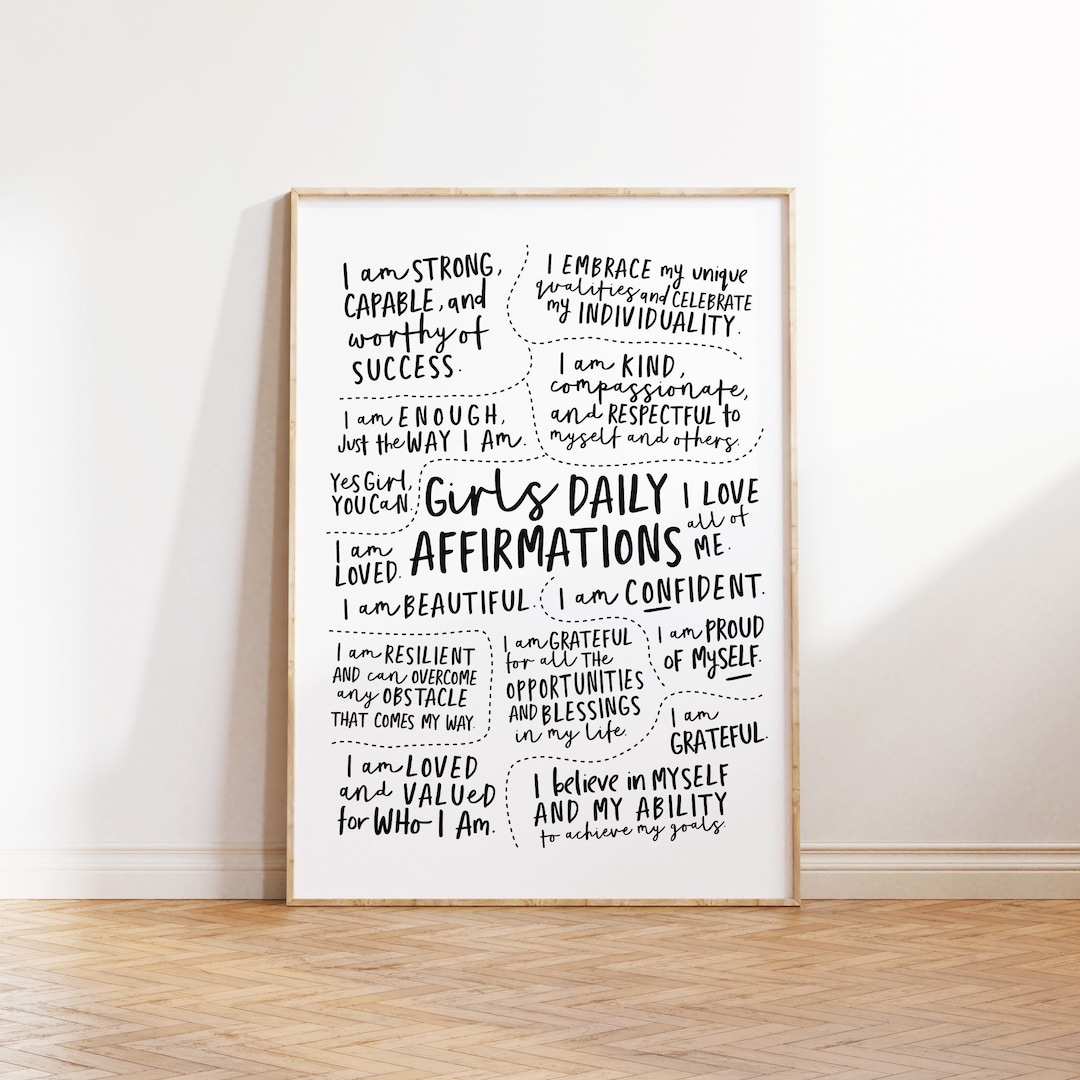 Girls Affirmation Poster, Daily Affirmations Wall Art, Feminist Poster ...