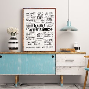 Teacher Daily Affirmations Printable Wall Art Affirmation Poster ...