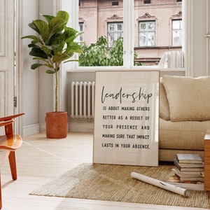 Leadership Quote, Inspirational Quotes, Printable Art, Office Decor ...