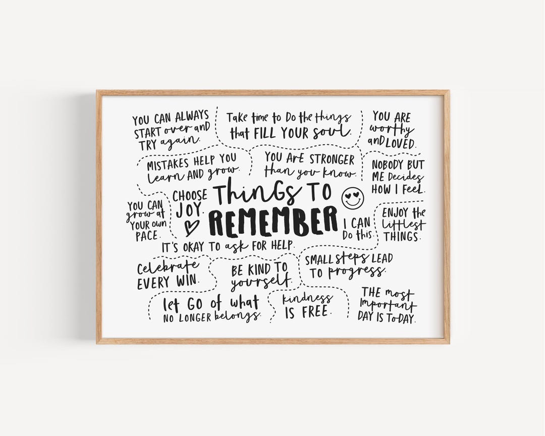 Things to Remember Print, Positive Affirmations Art (digital Download ...
