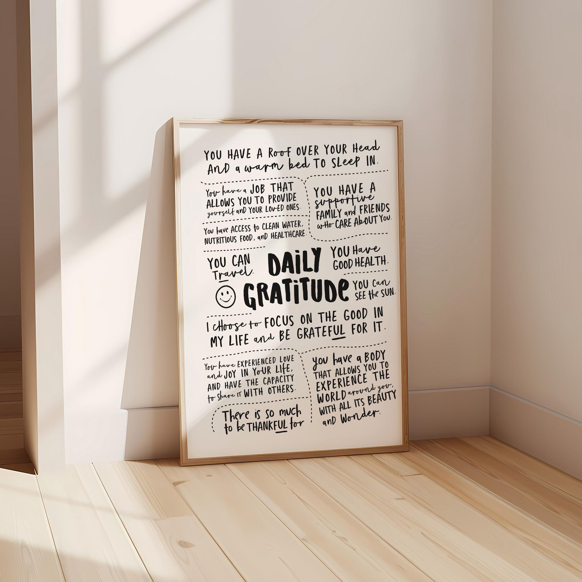 Daily Gratitude Quotes Poster - Motivational Wall Art Printable for ...