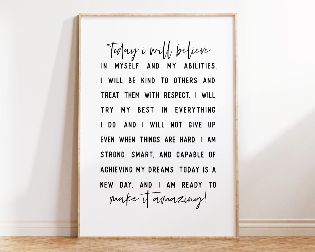 Daily Affirmations Wall Art Printable Positive Affirmation - Etsy
