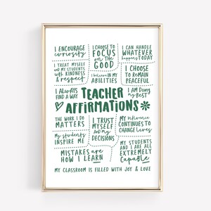 Teacher Affirmation Poster Printable Wall Art Daily Positive ...