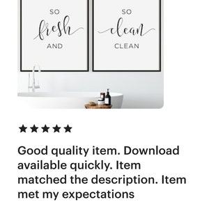 So Fresh so Clean Bathroom Print Set, Minimalist Decor (digital ...