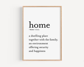 Home Definition Poster, Printable Wall Art for Living Room Decor ...